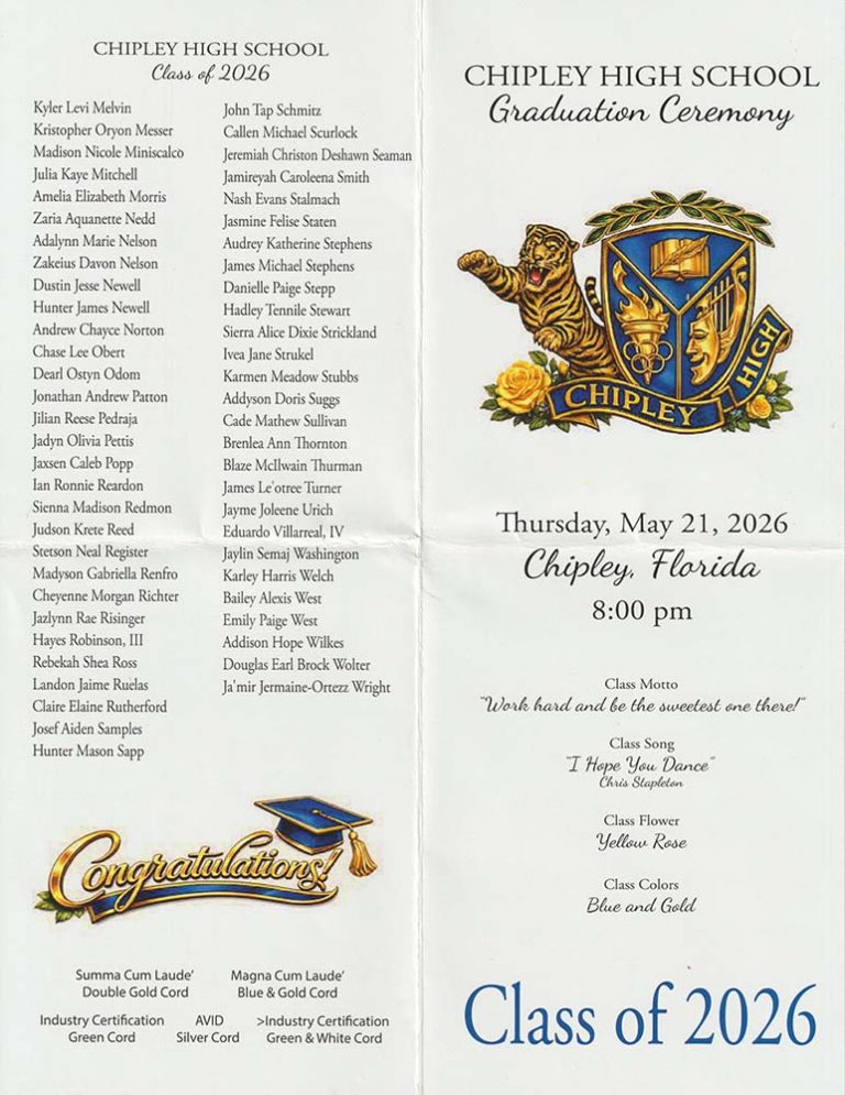 Chipley High School Graduation “Class of 2026” – Chipley Bugle
