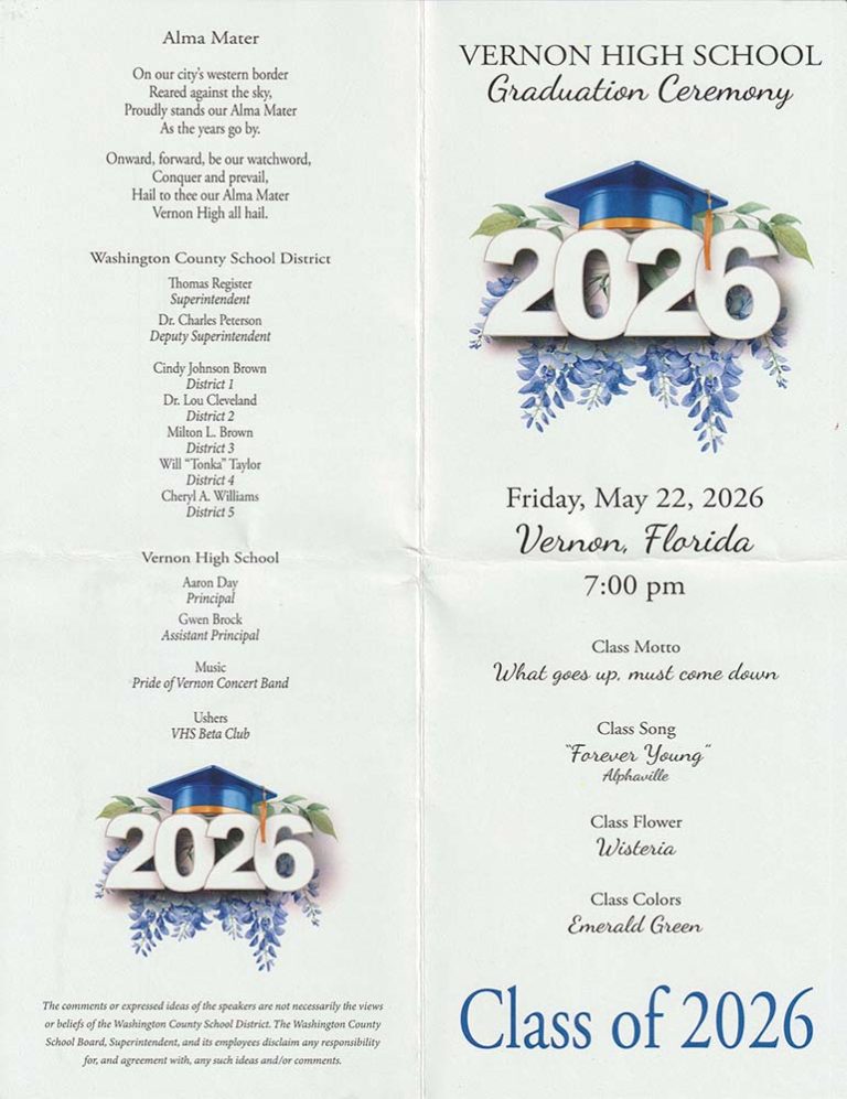 Vernon High School Graduation “Class of 2026” – Chipley Bugle